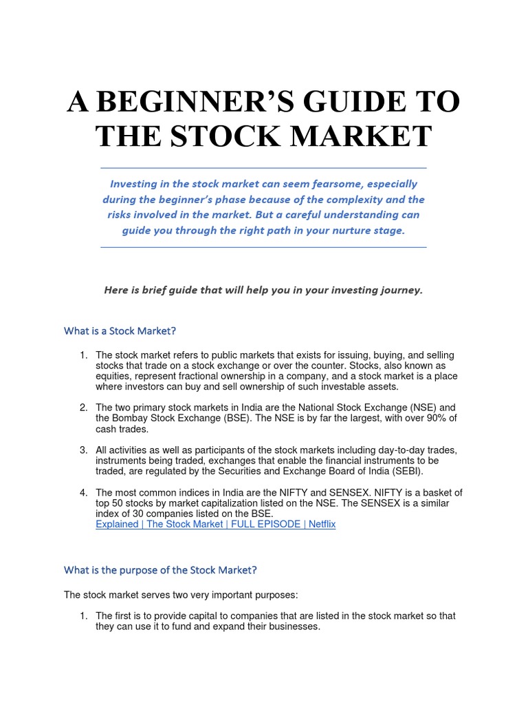 621df4802ba7d a Beginners Guide to the Stock Market | PDF