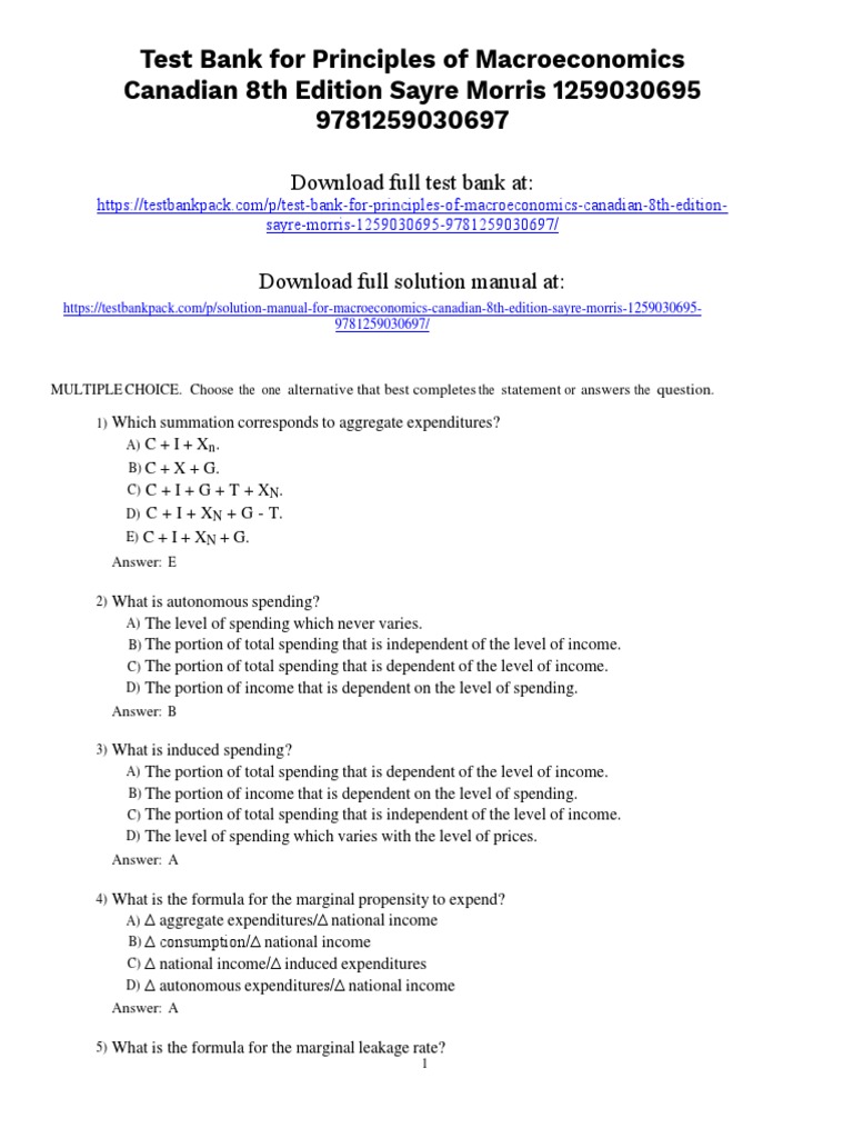 Macroeconomics Canadian 8th Edition Sayre Test Bank Download | PDF ... Macroeconomics Canadian 8th Edition Sayre Test Bank Download | PDF ...