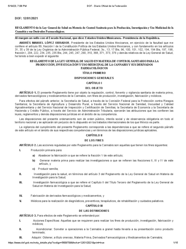 Reglamento De La Ley General De Salud En Materia De Control Sanitario