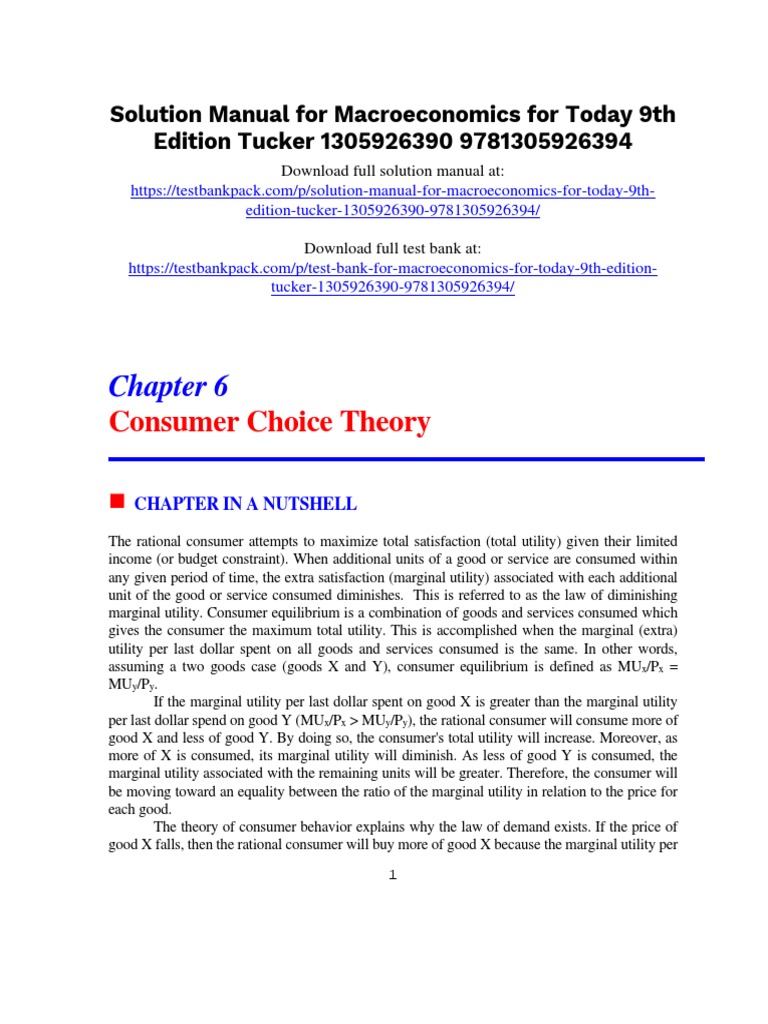 Macroeconomics For Today 9th Edition Tucker Solutions Manual Download | PDF | Utility | Marginal ...