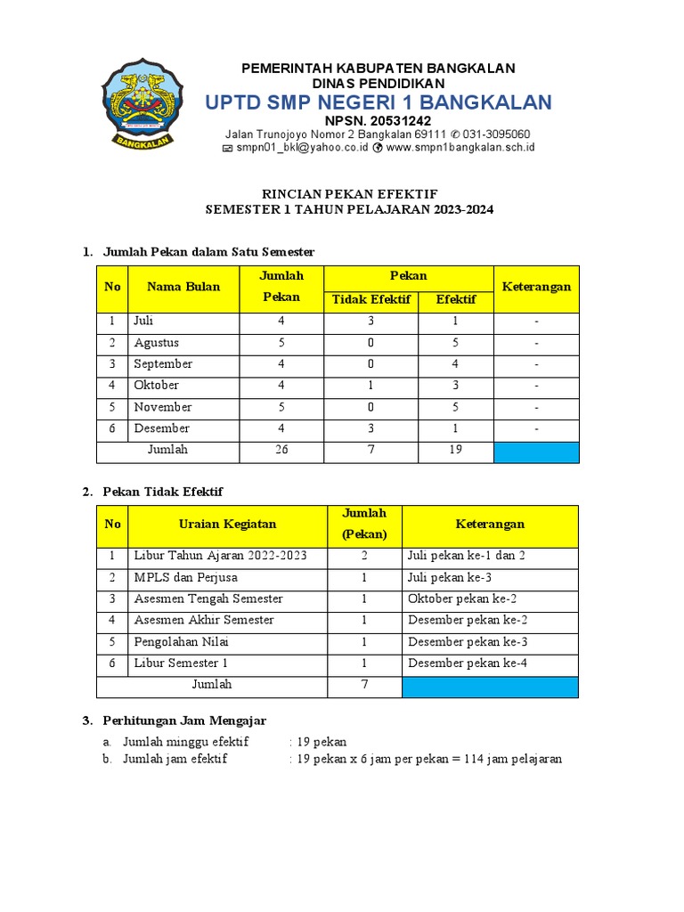 Rencana Pekan Efektif | PDF