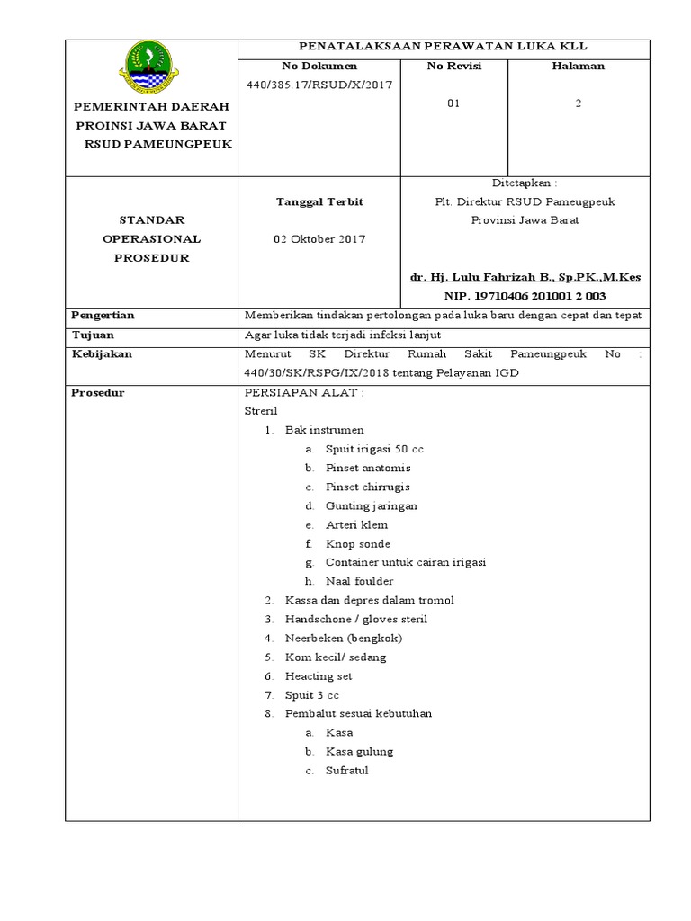 07-SOP Penatalkaksanaan KLL | PDF