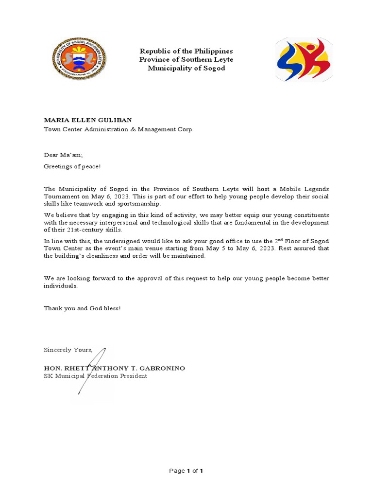 Request Letter For Venue | PDF