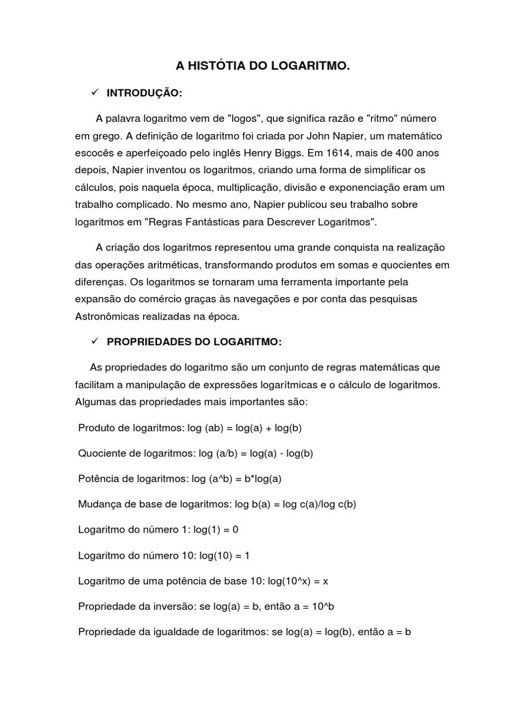 A História Do Logaritmo Pdf