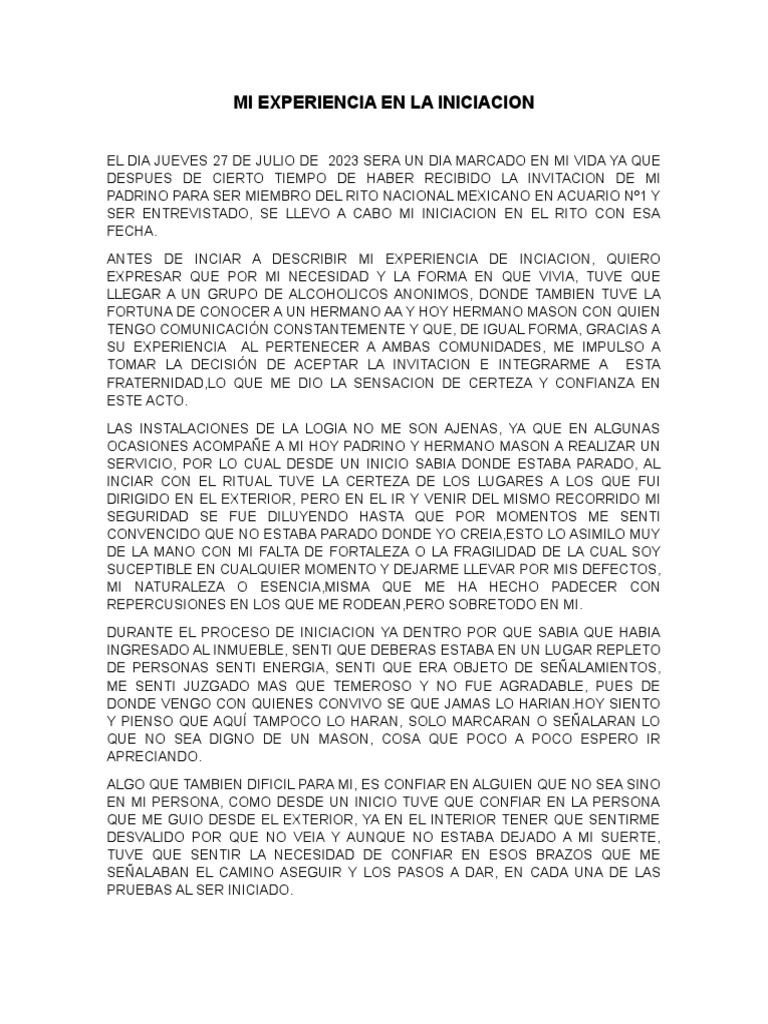 Iniciacion Masona | PDF