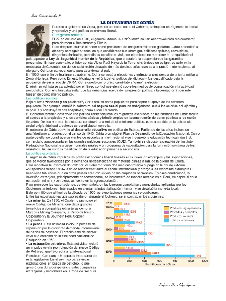 Resumen del gobierno de Odría | PDF