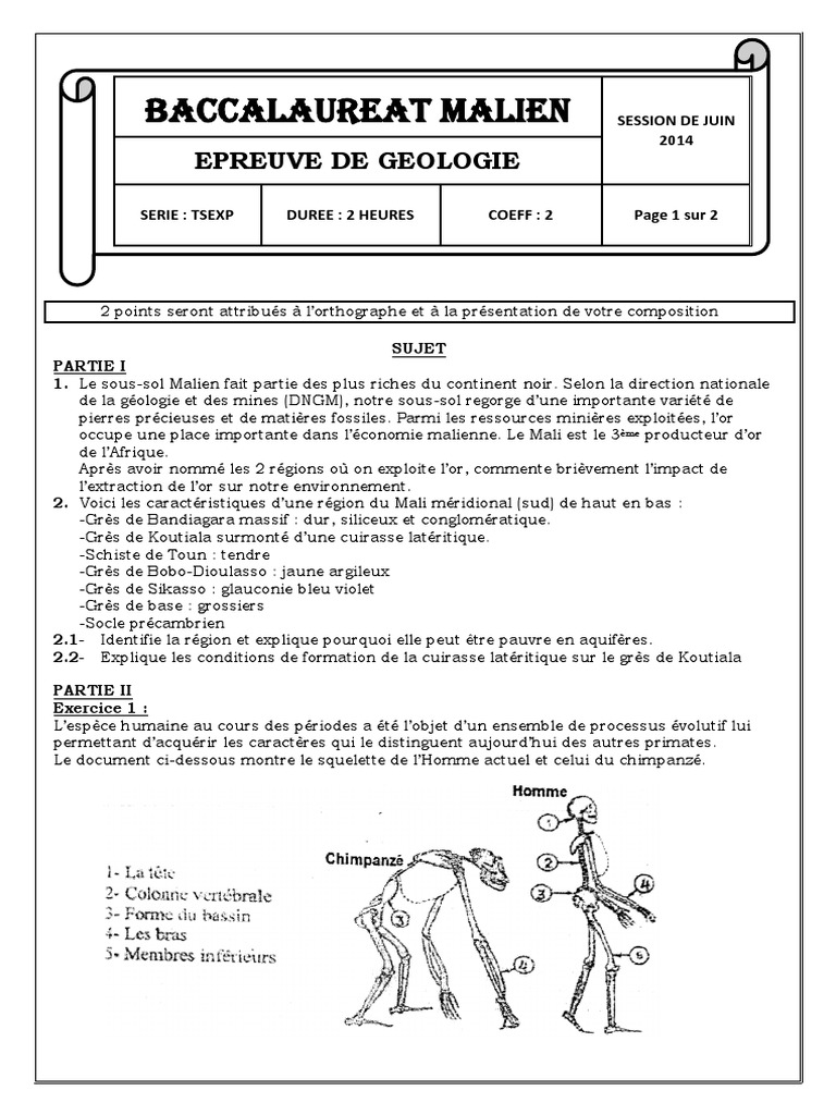 Géologie) BAC 2014 SUJET | PDF
