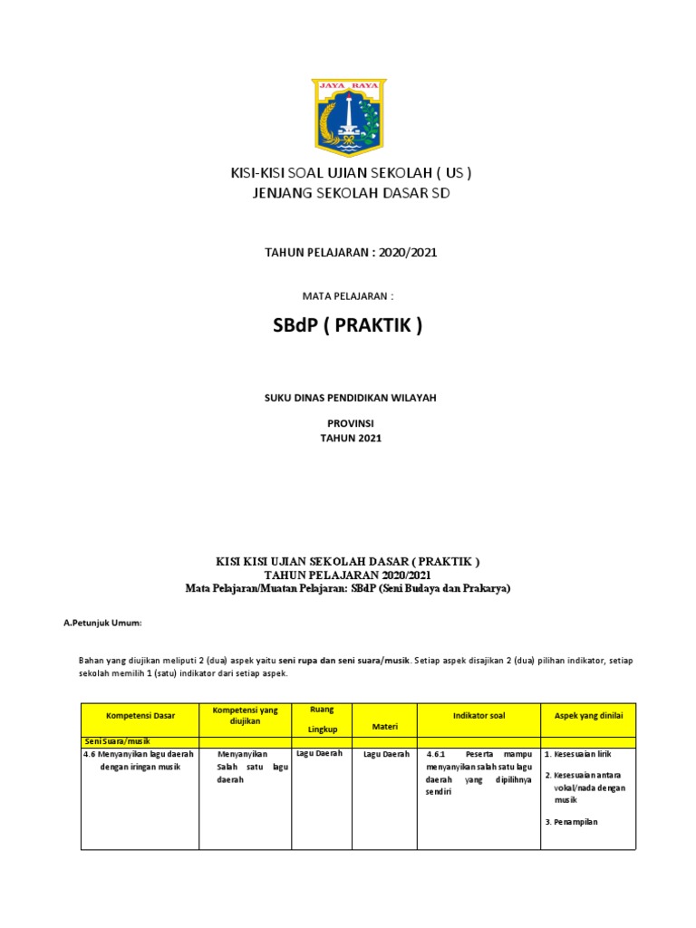 KISI-KISI PRAKTIK SBDP | PDF