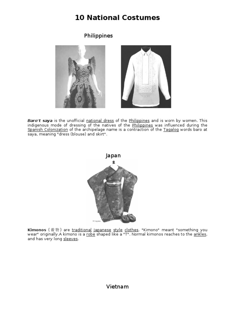 National Costumes of 10 Countries | PDF | Clothing | Blouse