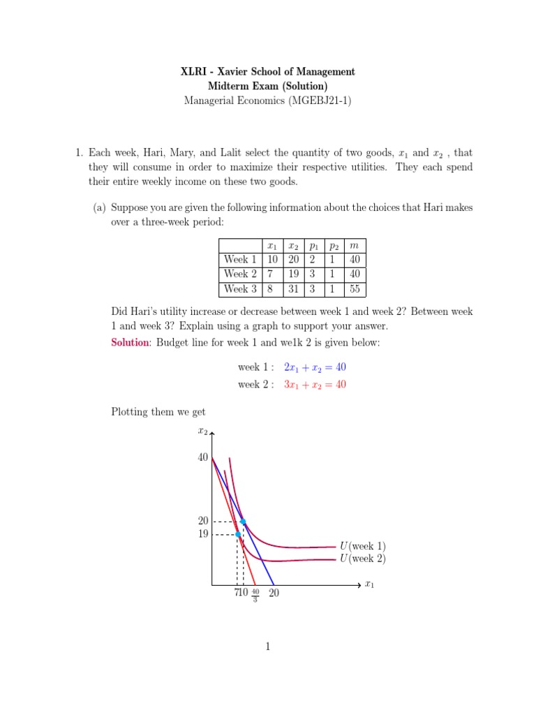 Xlri Managerial Economics Midterm Solutions Pdf Utility Consumer
