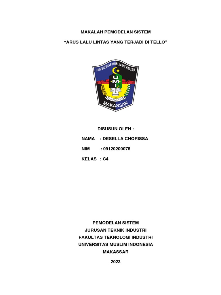Makalah Pemodelan Sistem Lalu Lintas Di Tello Desella 0078 | PDF Makalah Pemodelan Sistem Lalu Lintas Di Tello Desella 0078 | PDF