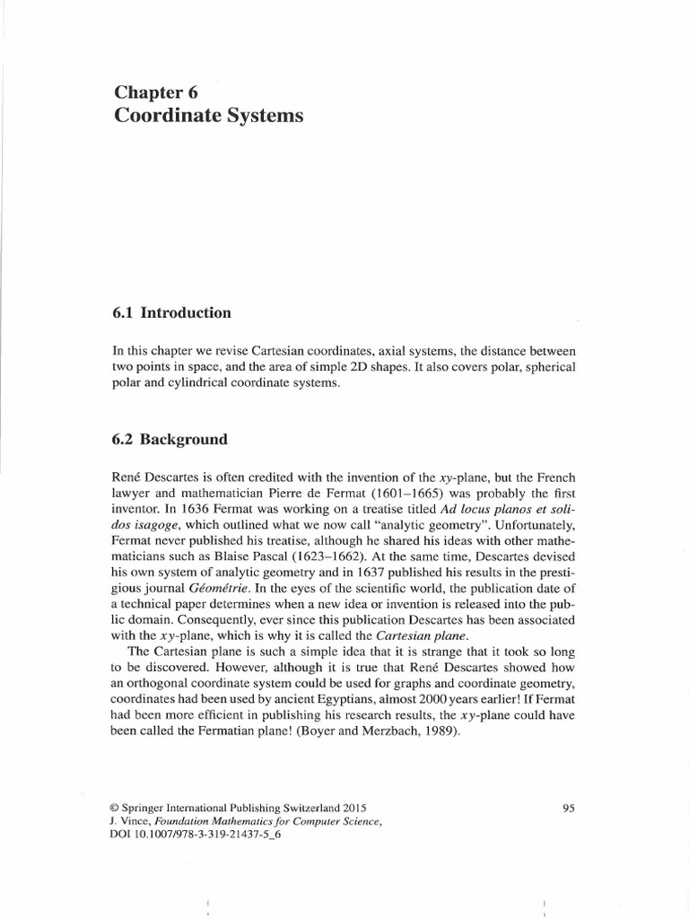 Lecture 2 Coordinate Systems Pdf Cartesian Coordinate System Analytic Geometry