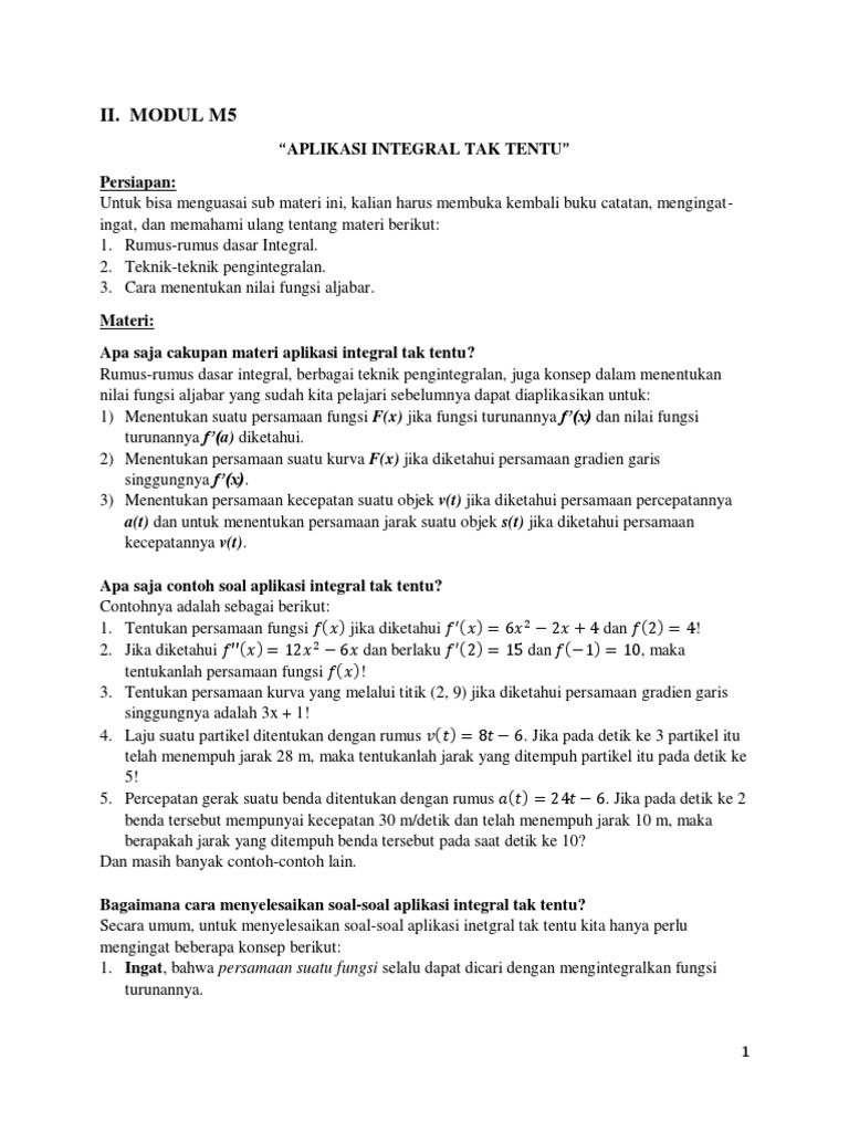 Modul M5 - Aplikasi Integral-1 | PDF