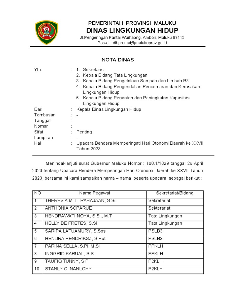 Nota Dinas Upacara | PDF
