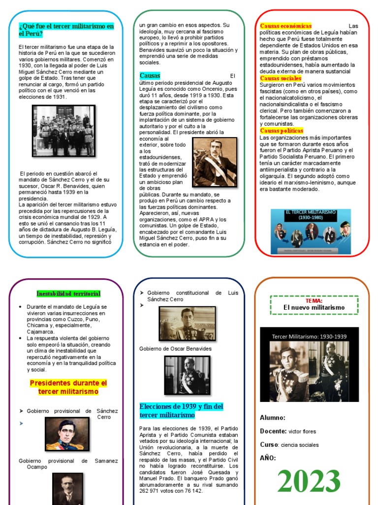 364460483-Triptico-Militarismo 2 | PDF | Fascismo | Perú