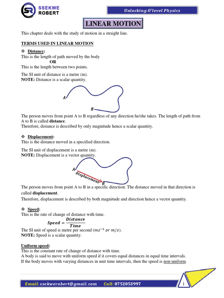 Linear Motion Ssekwe | PDF