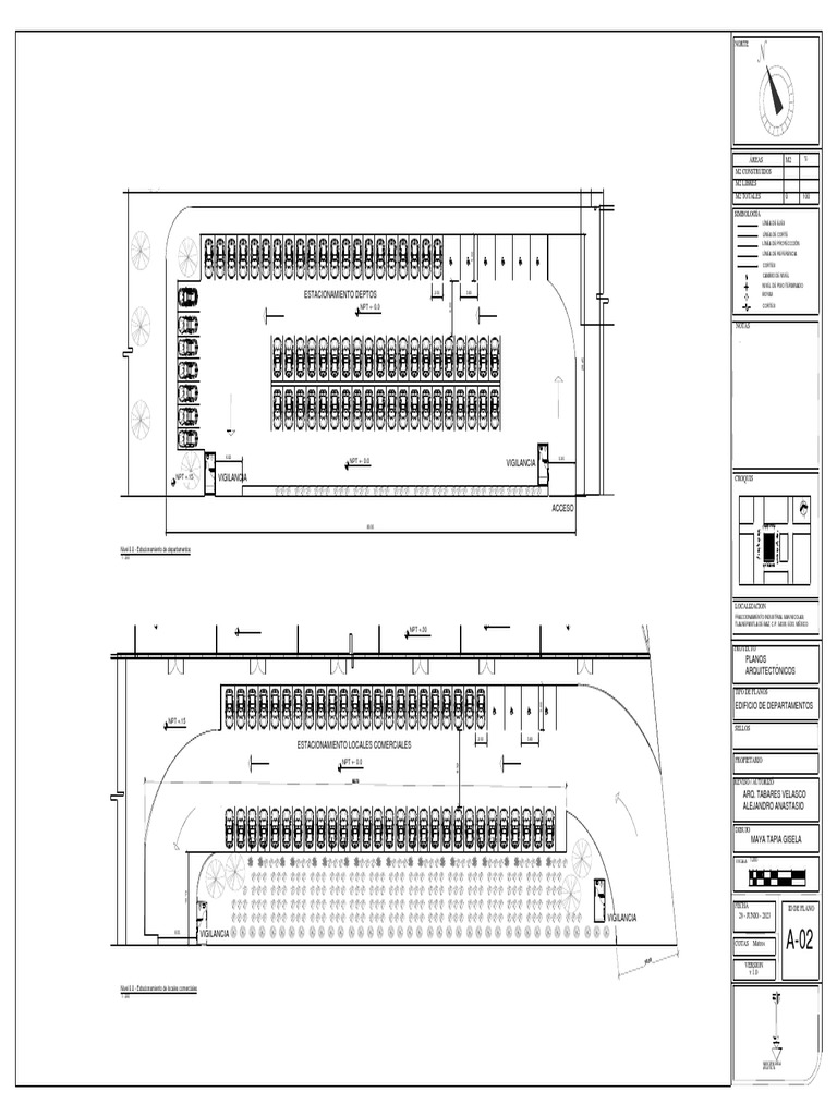 Estacionamiento Deptos: Planos Arquitectónicos | PDF