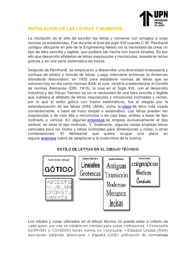 Rotulación de Las Letras y Numeros | PDF