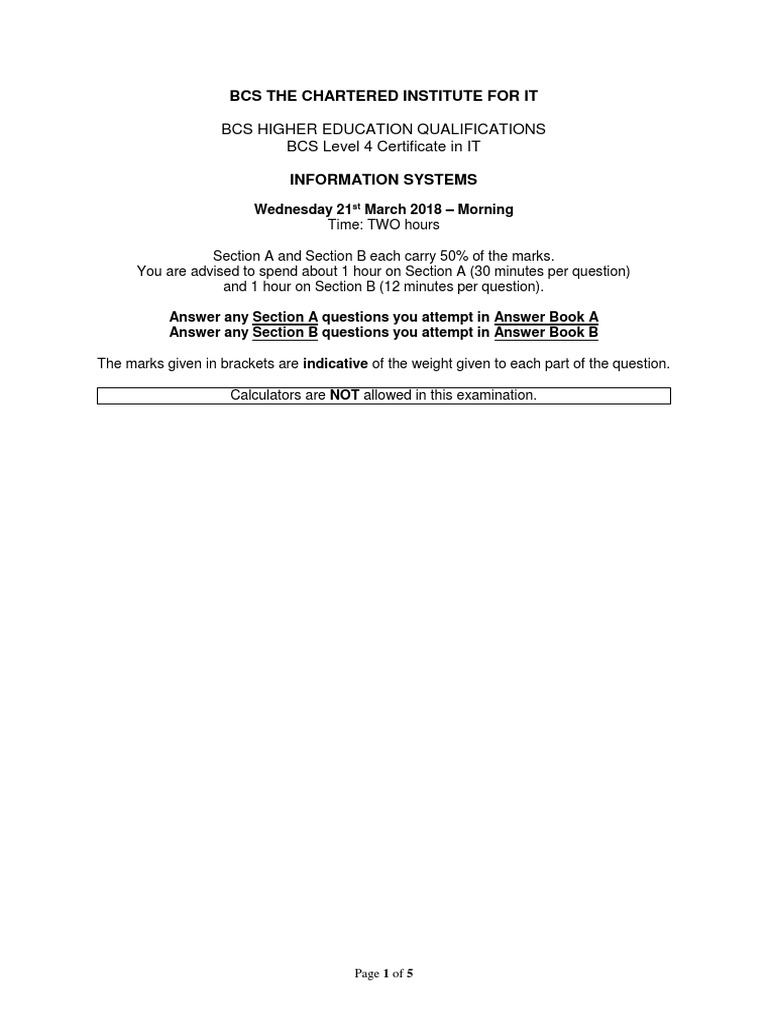 BCS Certificate IS Past Paper 2018 Mar | PDF | Big Data | Databases