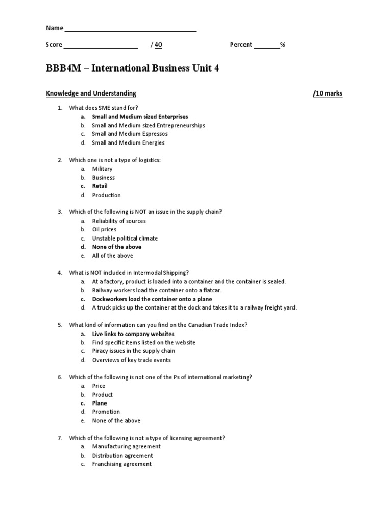 BBB4M Final Exam Overview | PDF