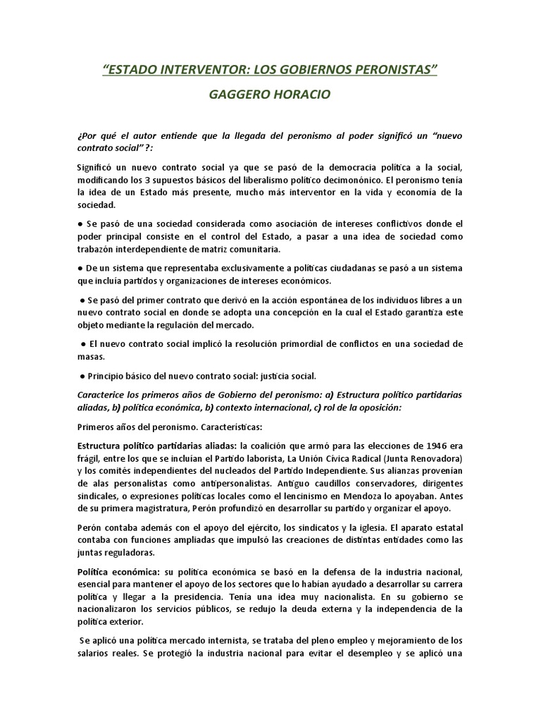 Estado Interventor en Gobiernos Peronistas | PDF | Argentina | Los ...