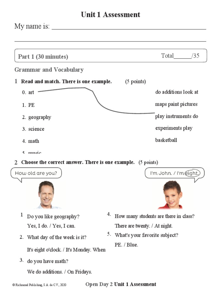 Unit 1 Assessment (Word) | PDF