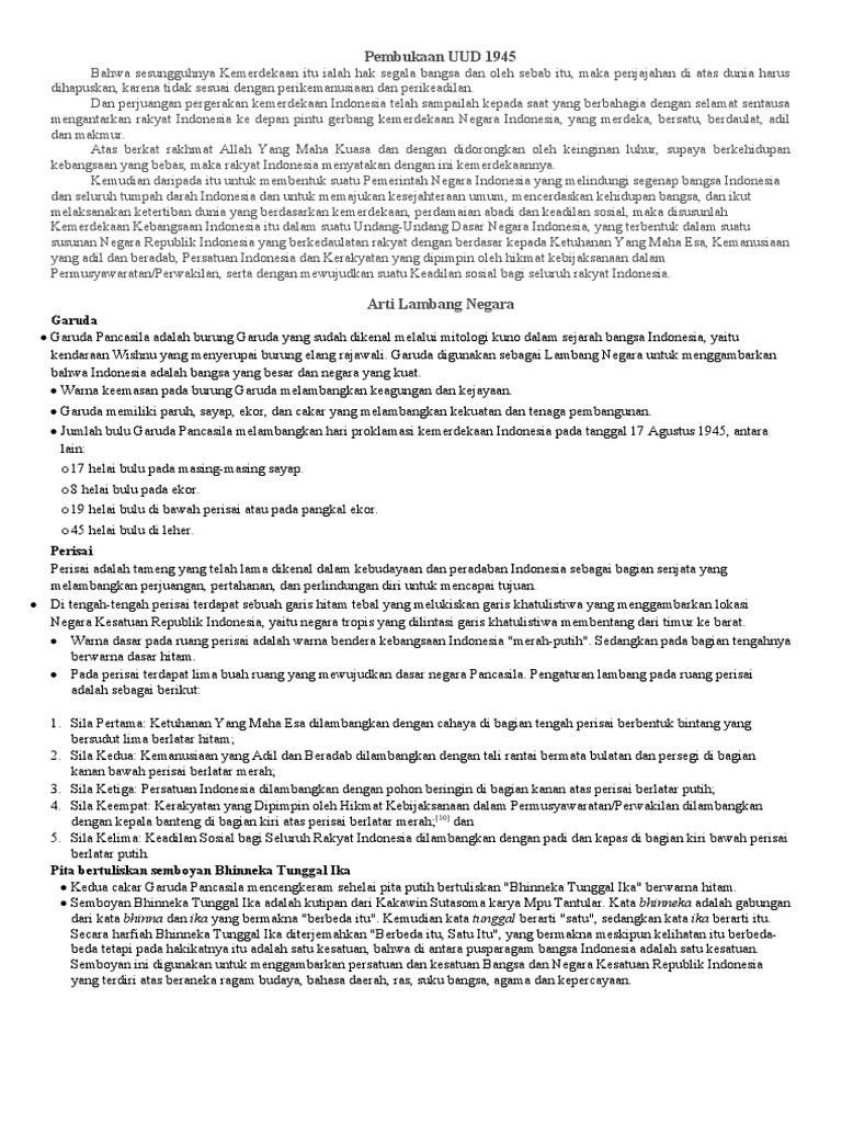 Pembukaan UUD 1945 | PDF