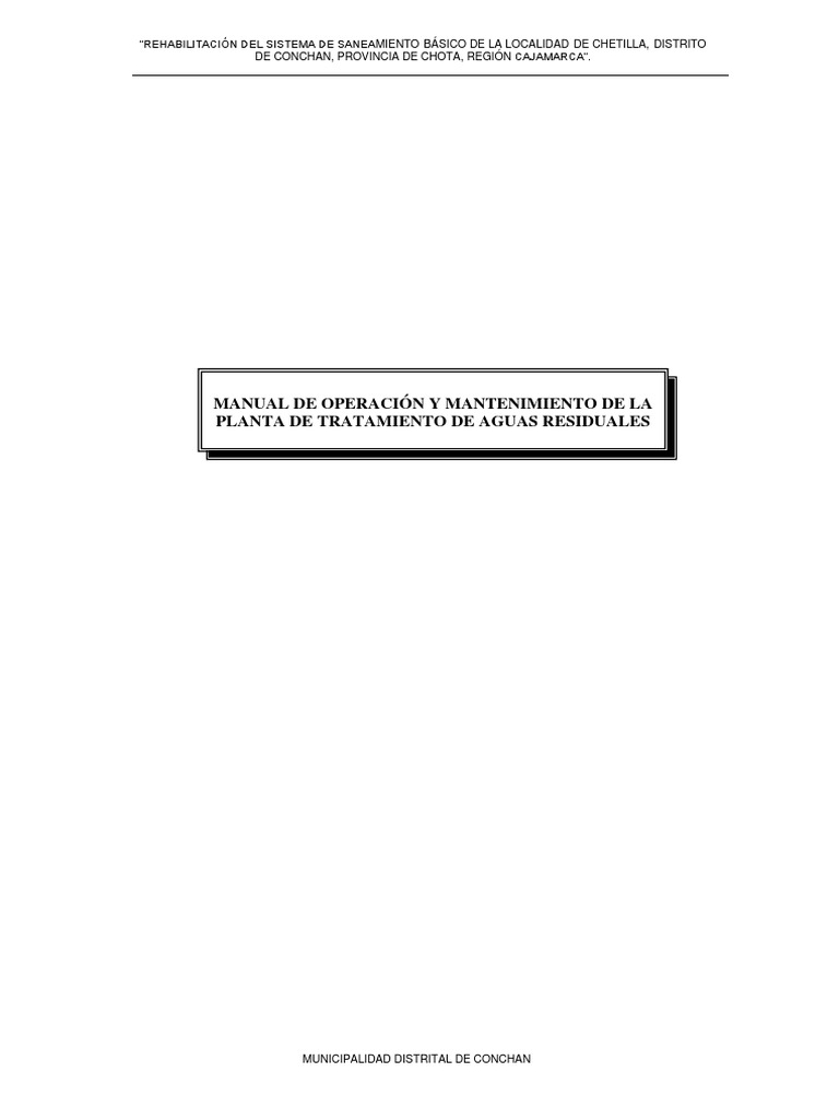 Manual de Operacion y Mantenimiento Ptar | PDF