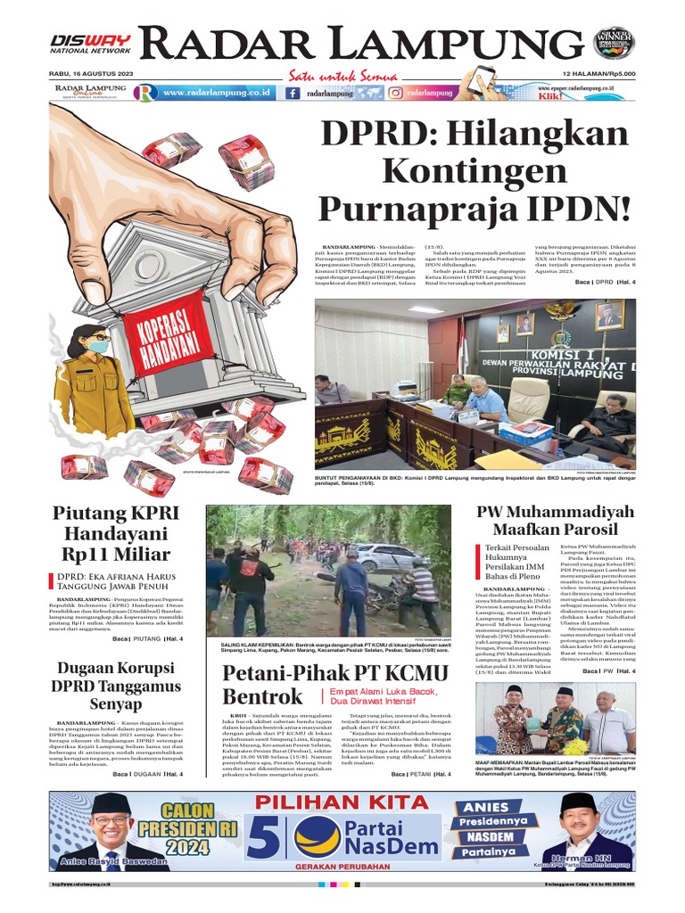 Radar Lampung, 16 Agustus 2023 | PDF