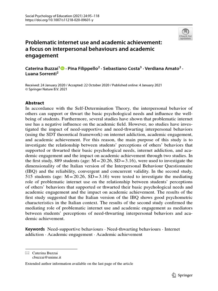 Problematic Internet Use and Academic Achievement: A Focus On ...
