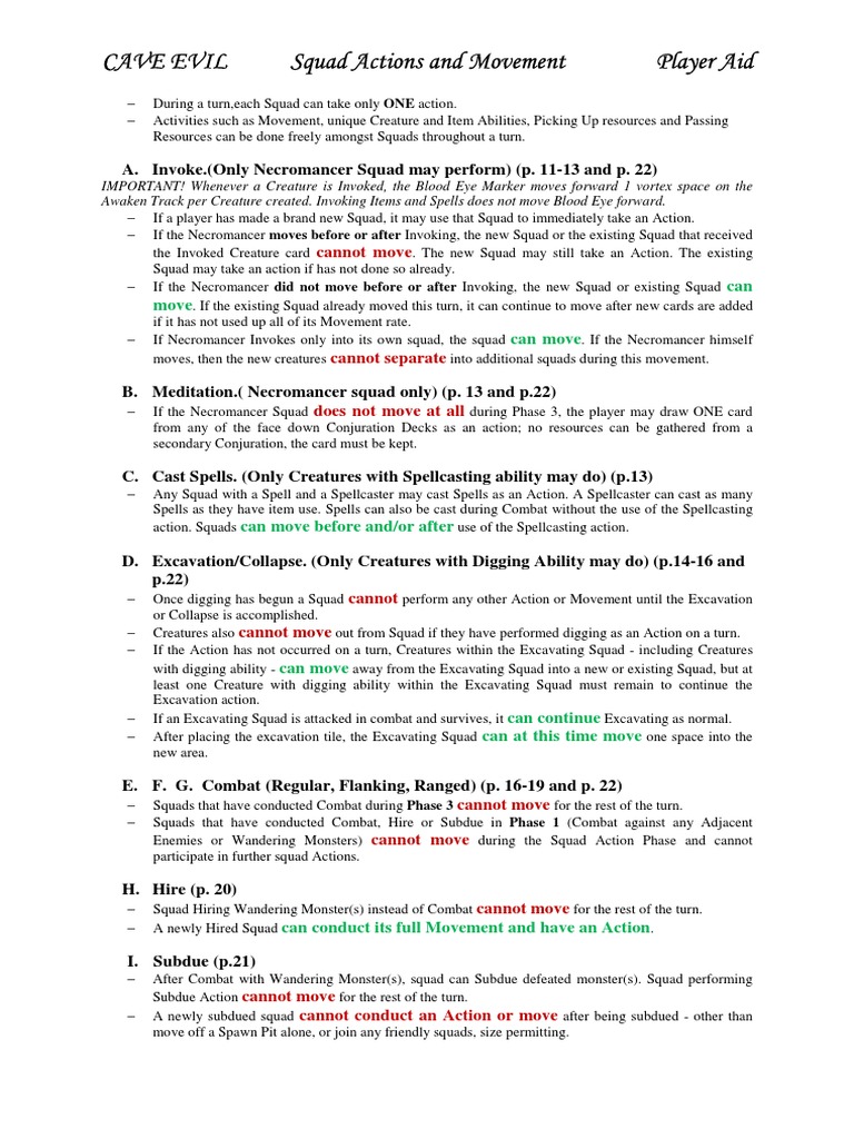 Squad Actions and Movement Guide | PDF | History
