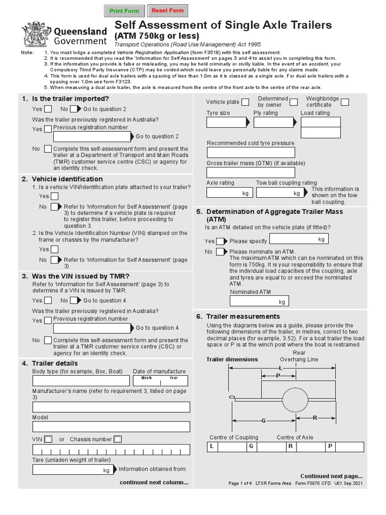 Trailer Self Assessment Form | PDF