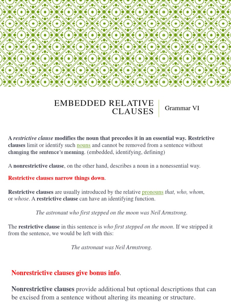 Embedded Relative Clauses | PDF | Clause | Comma