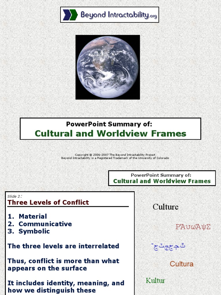 Cultural and Worldview Frames | PDF | Social Psychology | Communication