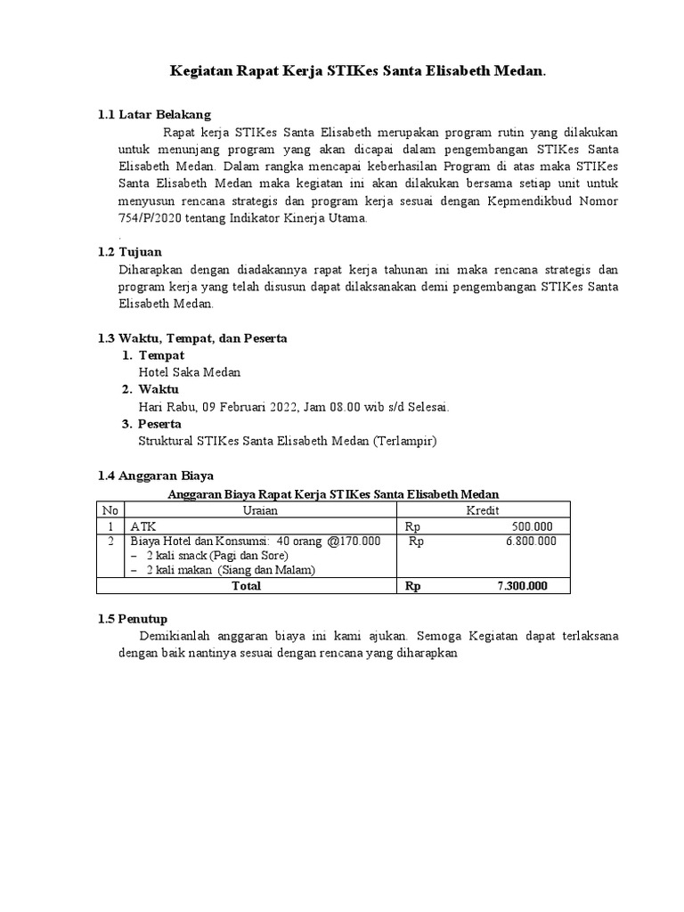 Anggaran Rapat Kerja | PDF