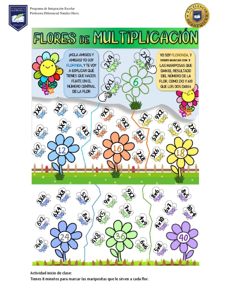 Cálculo Mental Multiplicaciones Flores | PDF