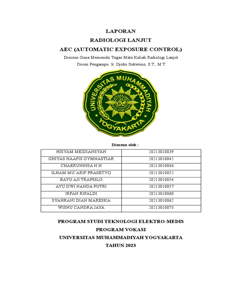 LAPORAN AEC (Automatic Exposure Control) SEMESTER 4 | PDF