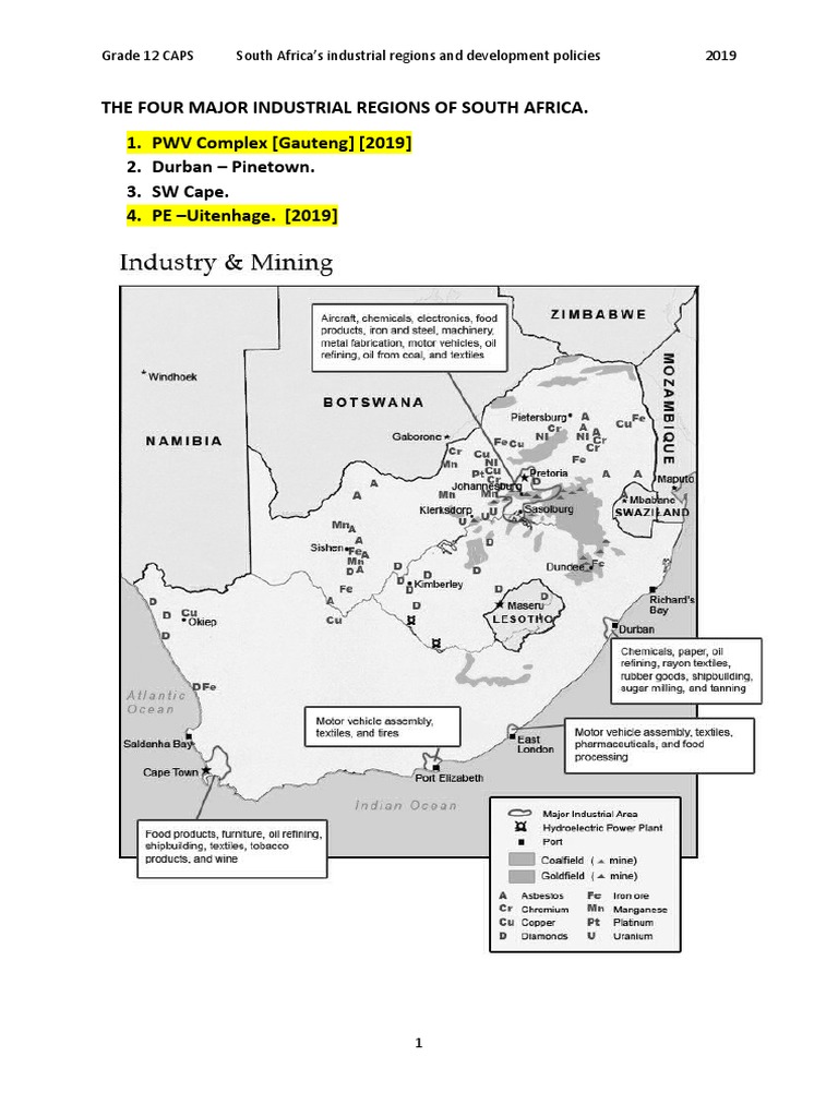2 Geography Grade 12 Revision The Four Major Industrial Regions of ...