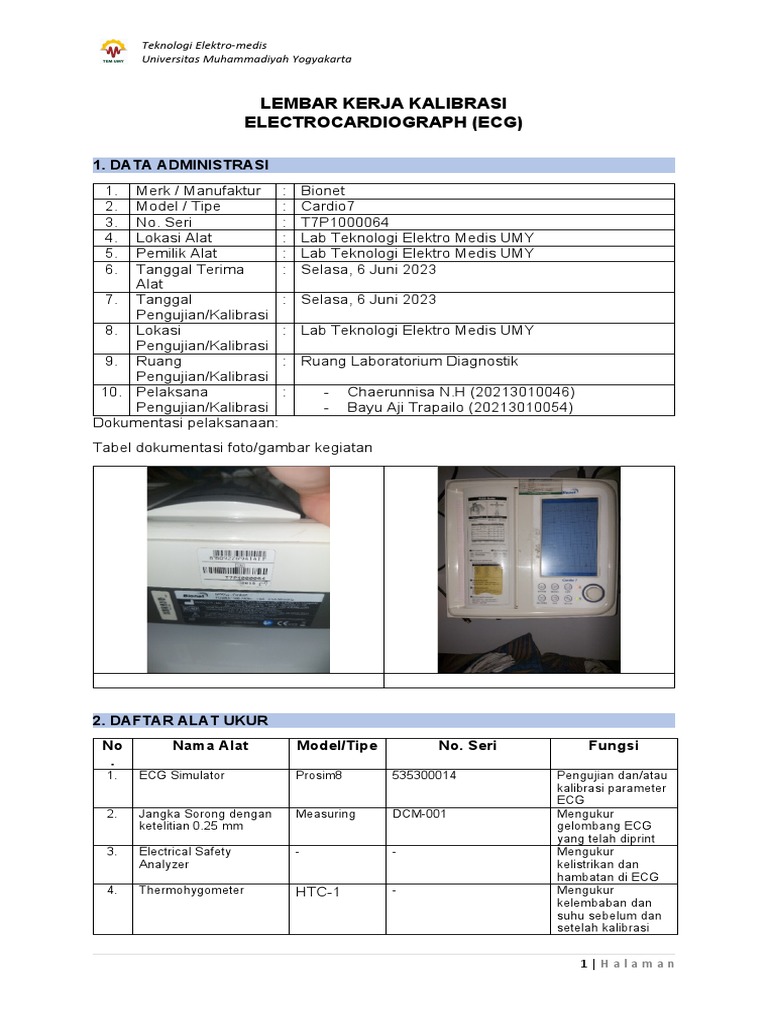 Lembar Kerja Pengujian-Kalibrasi Ecg | PDF