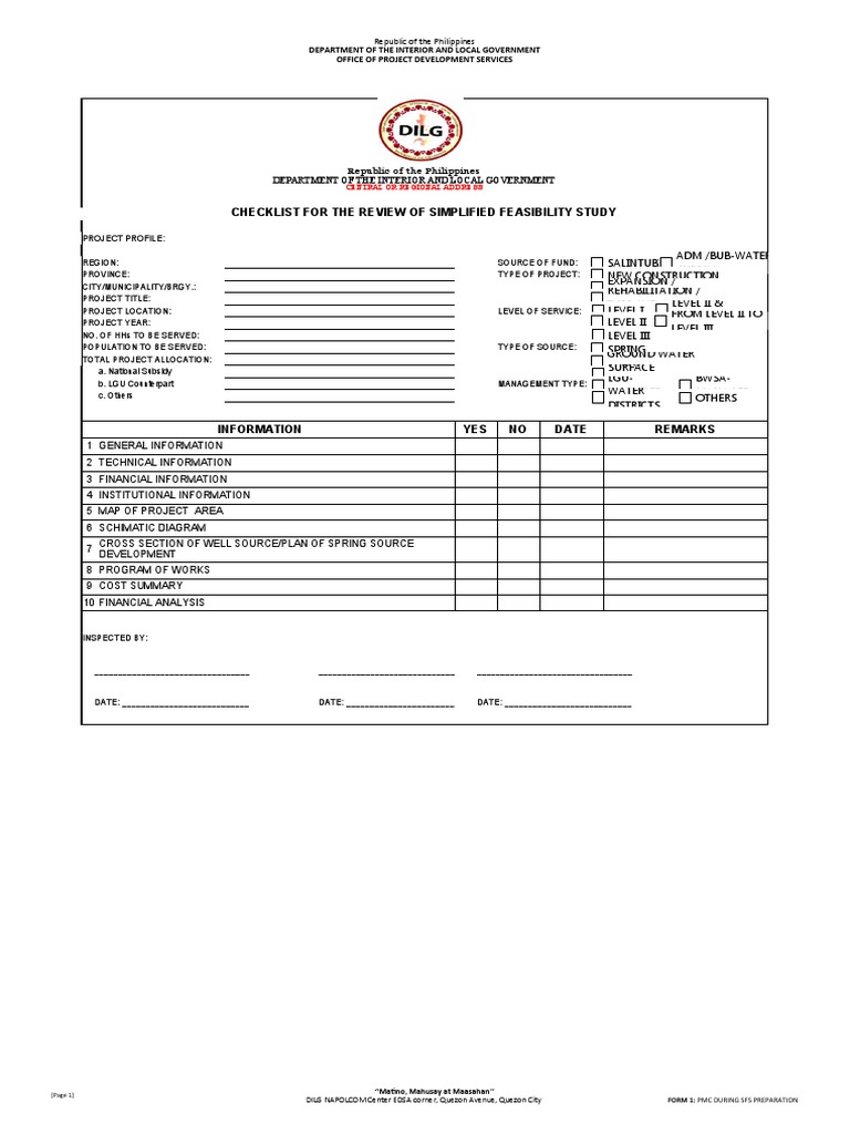SFS Checklist Water | PDF
