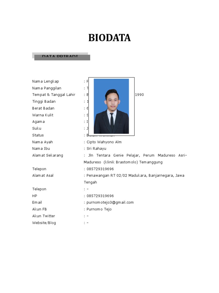 Template Biodata Ku | PDF