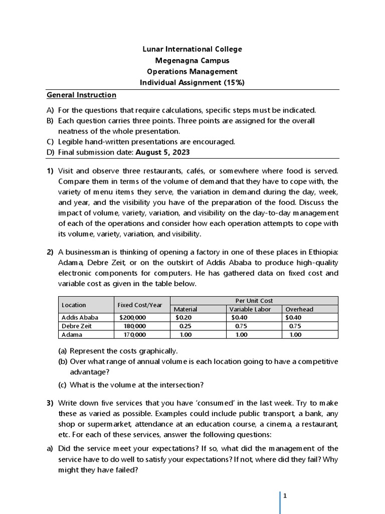 OM Individual Assignment | PDF | Retail | Demand