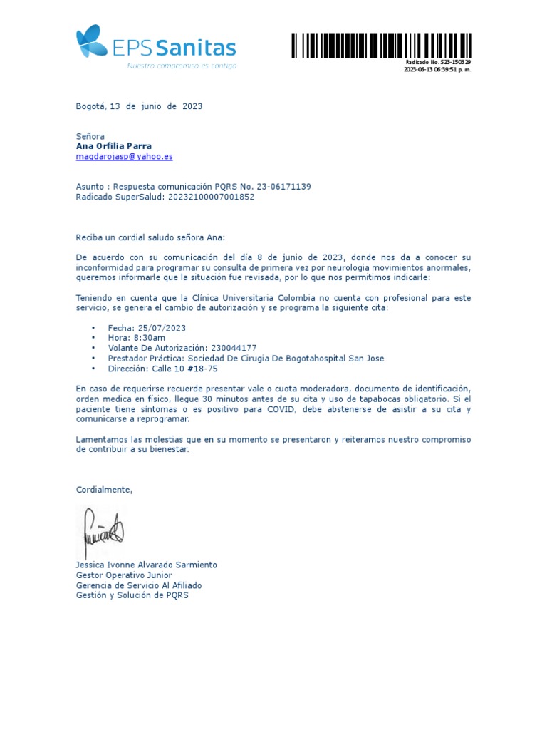 Respuesta S23-150329 | PDF