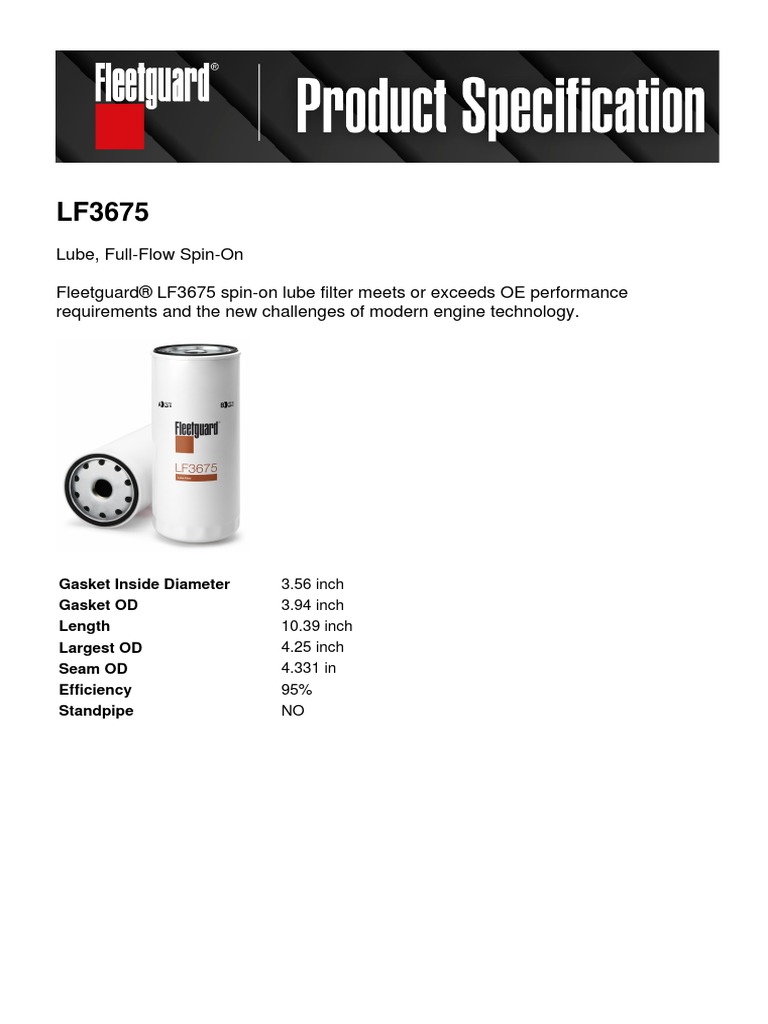 Product Specification - LF3675 | PDF