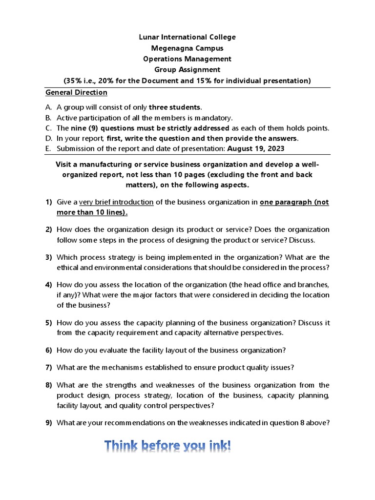 OM Group Assignment | PDF