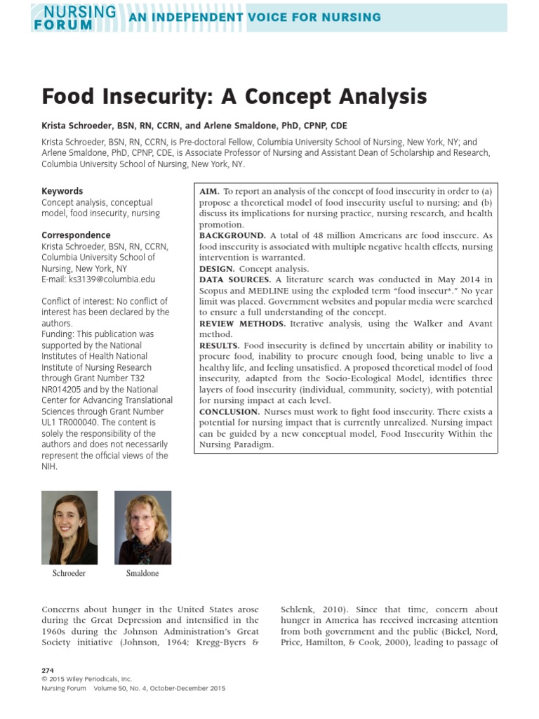Food Insecurity, A Concept Analysis | PDF | Food Security | Nursing