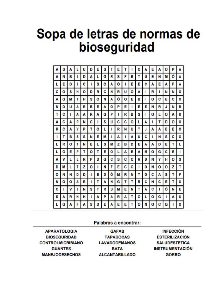 BIOSEGURIDAD SOPA DE LETRAS | PDF