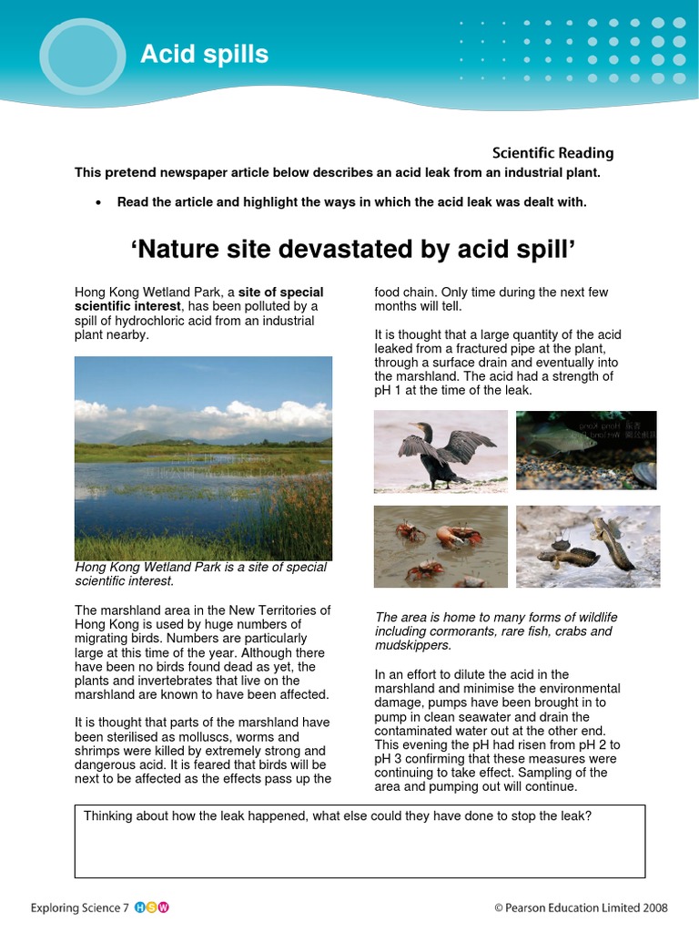 Acid Spill Newspaper - Scientific Reading | PDF