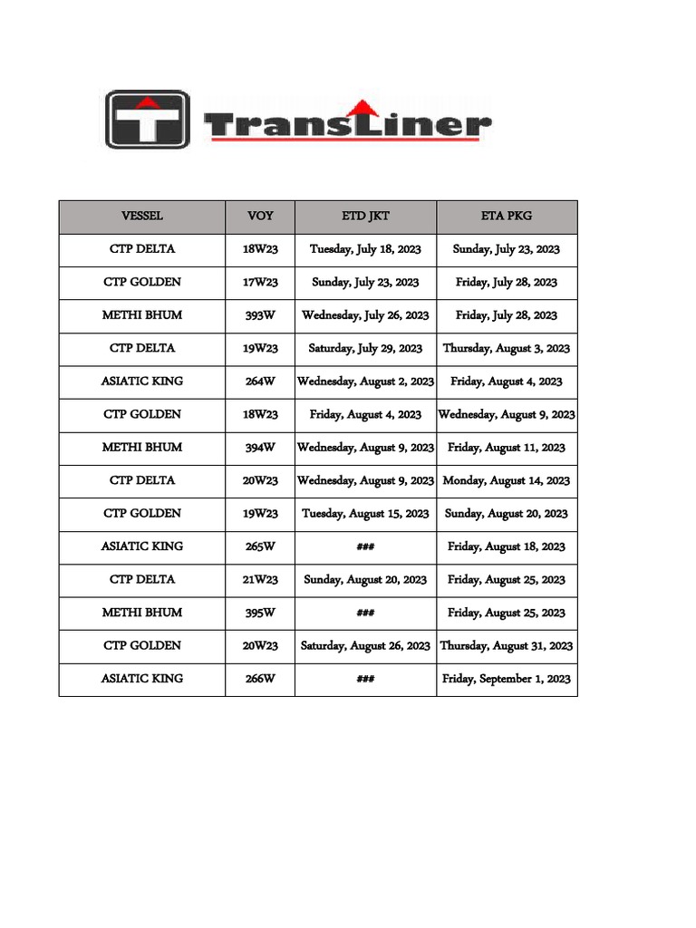 Schedule Transliner | PDF