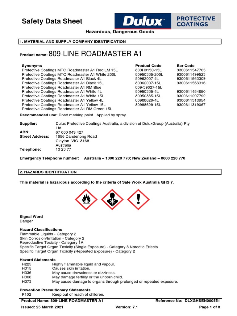809-Line Roadmaster A1-Aus GHS | PDF